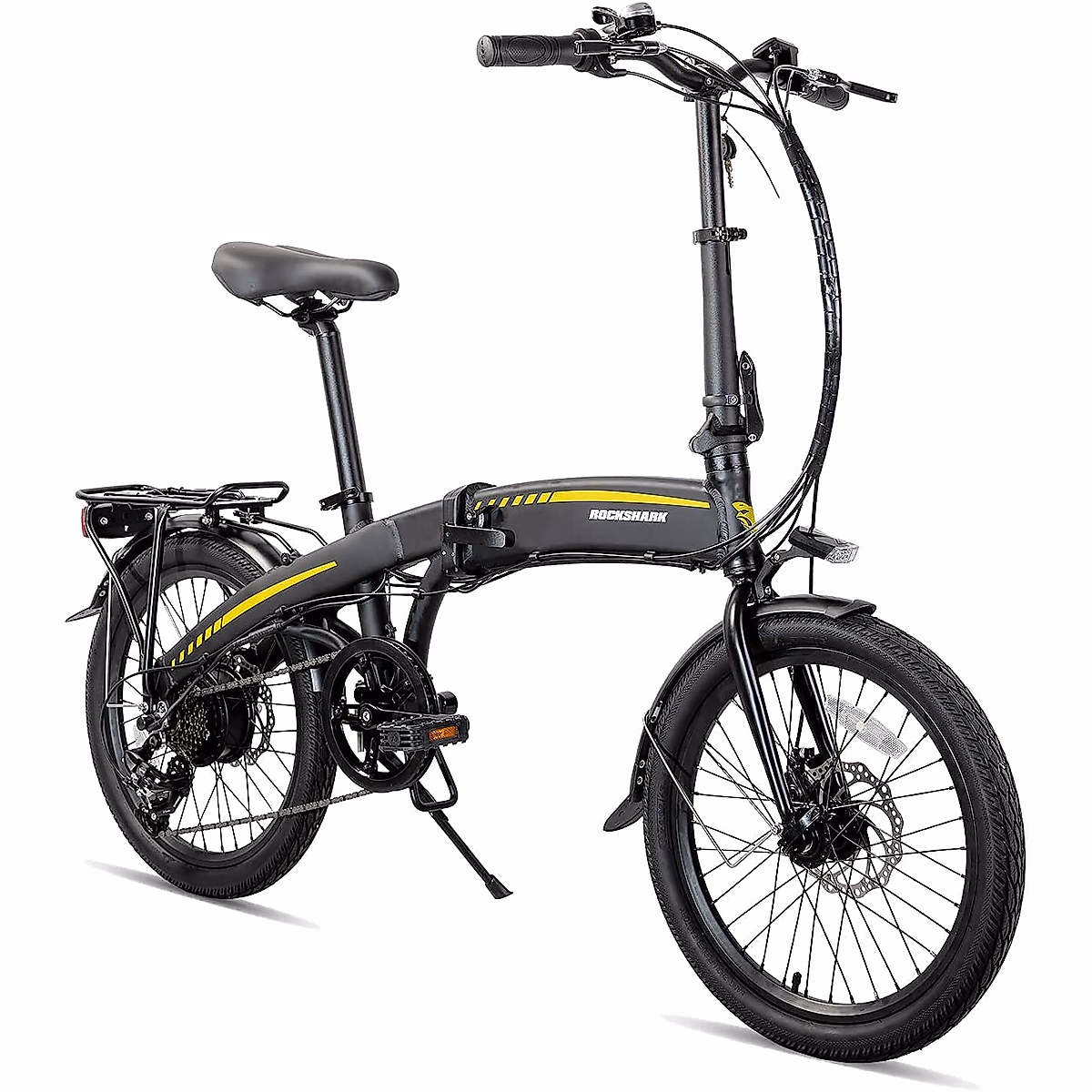 HH HILAND Rockshark 20 inch Folding Electric Bike for Adults with 250W Motor, 36V 7.8AH Removable Battery, Front Light & 7-Speed Electric Bicycles, Urban Ebike Black