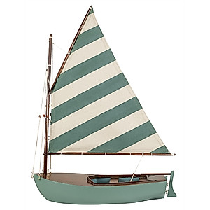 SAILINGSTORY Wooden Sailboat Model Ship Catboat Sail Boat Decor Sailing Boat Model Grey Green