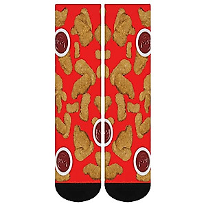 MYSTCOVER Red Chicken Nuggets Socks for Women Socks for Men Crew Socks for Boys Mid Socks for Girls Stocking Stuffers for Teens Casual Athletic Sport Dress Socks