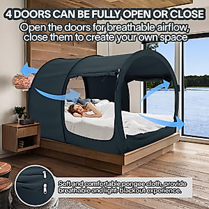 LEEDOR Bed Tent Dream Tents Bed Canopy Shelter Cabin Indoor Privacy Warm Breathable Pop Up Twin Size for Kids and Adult Patent Pending PitchBlack(Mattress Not Included)