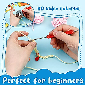 ZXIIXZ Crochet Kit for Beginners, Complete Crochet Kit with Dinosauria Yarn, Hooks, Storage Box, DIY Crafts