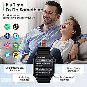 AKUMAKA Smart Watch for Men(Answer/Make Calls), 1.85'' Bluetooth Smart Watch for Android Phones and iOS, Fitness Tracker Watch with Heart Rate/Blood Oxygen/Sleep Monitor, IP68 Waterproof Sport Watch