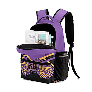 BigBigift Customized Cheerleader Purple Waterproof Backpack with Name for Hiking Camping Picnic 12.2(L)x5.9(W)x16.5(H)inch