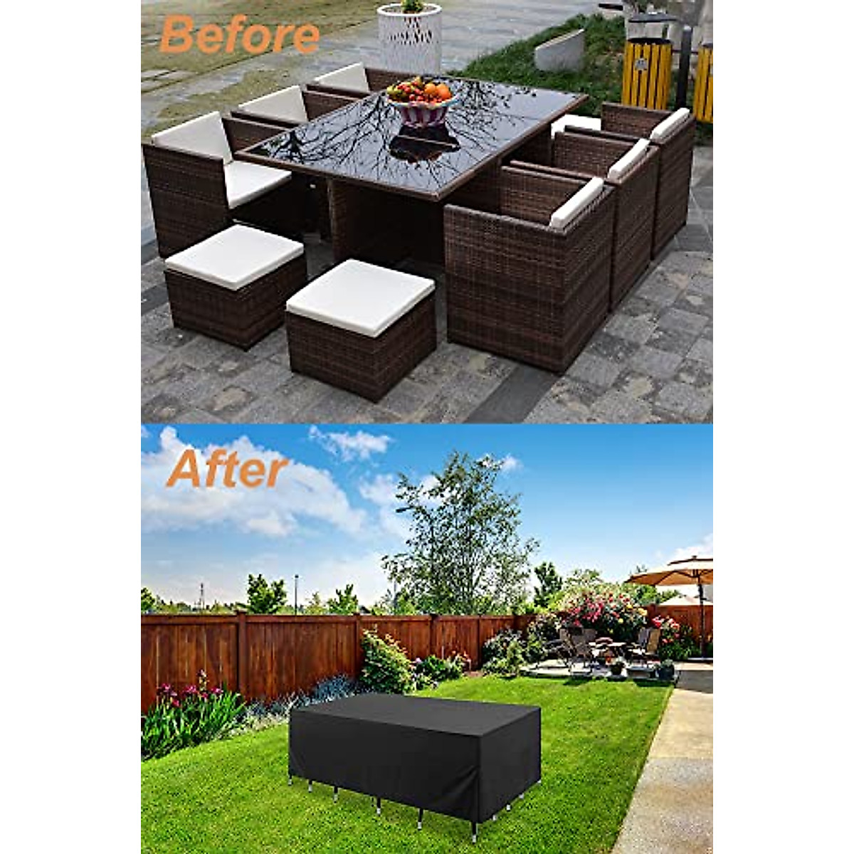 Restland Patio Furniture Covers Waterproof Heavy Duty Covers for Outdoor Table and Chair, Durable UV Resistant Snow Protection Couch Set Covers for Rainy Day,Black,82.67*43.3*27.55 Inches