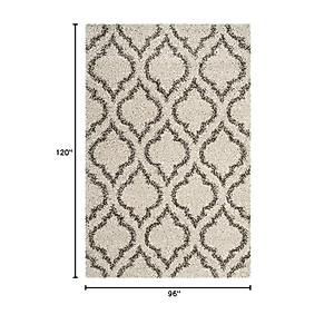 SAFAVIEH Hudson Shag Collection Area Rug - 8' x 10', Ivory & Grey, Moroccan Design, Non-Shedding & Easy Care, 2-inch Thick Ideal for High Traffic Areas in Living Room, Bedroom (SGH284A)