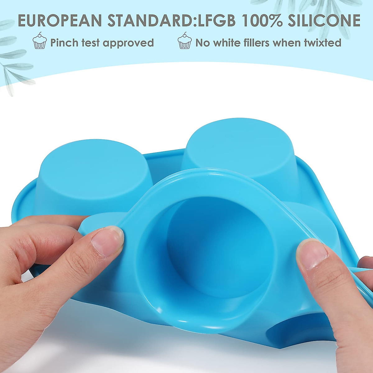 TRUSBER Muffin Pan, 2.75 Inch Silicone Muffin Tin with 6 Cups Silicone Cupcake Molds - 2 PACK Large Cupcake Liner Pan, BPA FREE & Dishwasher Safe