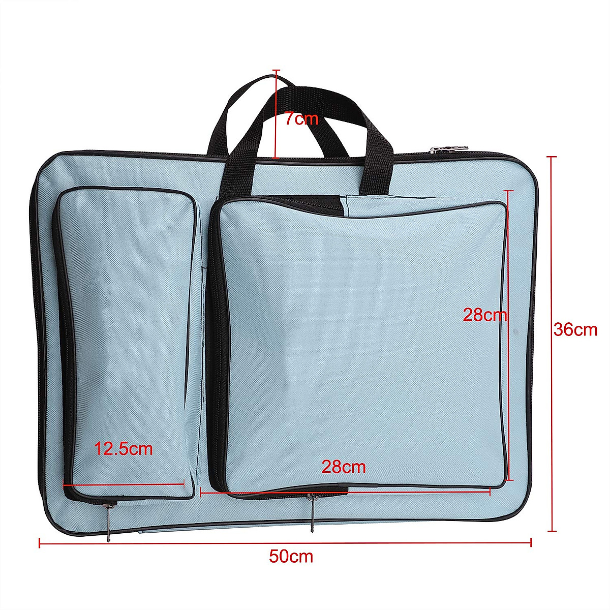Water-Resistant Art Portfolio Bag Artboard Carrying Case Paint Drawing Sketch Pad Handheld Backpack Sketching Painting Pigment Storage Bag (Light Blue)