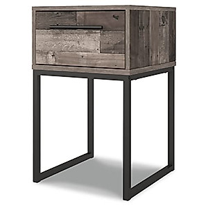 Signature Design by Ashley Neilsville Industrial 1 Drawer Nightstand with Metal Legs, 26" Tall, Gray & Black