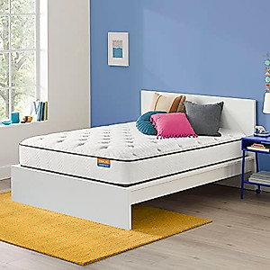 Simmons Dreamwell Collection, 11 Inch Alexandria Queen Size Traditional Mattress, Firm Feel, White, Memory Foam, Innerspring, Supportive, Cooling, CertiPUR-US Certified
