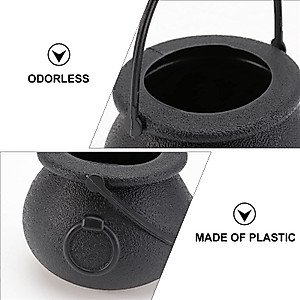 SEWACC 12 pcs 5x7cm Cauldron Kettles Handle Halloween Party Candy Buckets Witch Cauldron Decorations Hanging Props