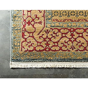 Unique Loom Palace Collection Area Rug - Saray (2' x 3' 1" Rectangle, Light Blue/ Red)
