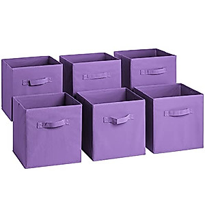 Sorbus® 11 Inch Cube Storage Organizer Bins - 6 Pack - Foldable Storage Cubes - Rectangular Shelf Basket - Great for Nursery, Playroom, Closet, Home Organization (Pastel Purple)