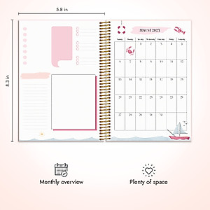 Burde Planner 2023 Life Planner Pink | 12 December 2022 - 7 January 2024 | Weekly & Monthly | 8.5x5.5" | Thick Paper | 142 Stickers Included