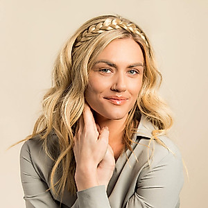 Madison Braids Womens Braided Headband Hair Braid Natural Looking Synthetic Hair Piece Extension - Lulu Two Strand - Ashy Highlighted