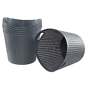 Yesdate 6 Packs Laundry Hamper Woven Basket with Handles, Storage Basket Bins for Toys, Blanket, Throws, Pillows and Towels, Grey