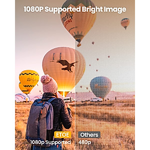 Mini Projector, ETOE D1 EVO Android 9.0 Projector, Video Projector with ESPN, Prime Video, YouTube, 5G WiFi & Bluetooth, Keystone Correction, Compatible with iOS/Android/Windows/USB/HDMI