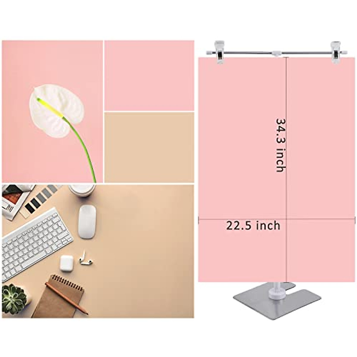 iprotech 6PCS 12Patterns Double-Sided Photography Background Paper with Stand, Waterproof Reusable 34x23in Flat Lay Photo Tabletop Backdrops for Product Food Jewelry Cosmetics Makeup