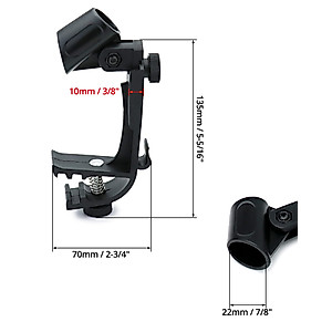 QWORK Drum Microphone Holder, 4 Pack Adjustable Drum Microphone Clip, Ring Mounting Clip Snare Drum Clip Sleeve, Mic Hoop Rim Snare Clamp, Black