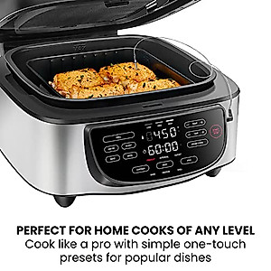 Chefman Electric Indoor Air Fryer + Grill Does It All, Countertop-Size 5-in-1 Unit Can Air Fry, Grill, Roast, Bake, and Broil, Removable Integrated Probe Thermometer Guarantees Perfect Doneness