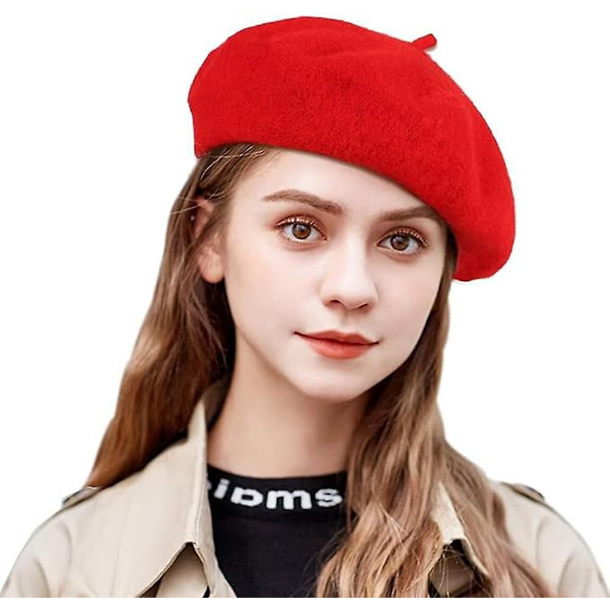 HengwoYS Women's Beret Hats – Chic French Berets for Women, Premium Wool Beret – A Classic Wardrobe Addition for Stylish Women Red