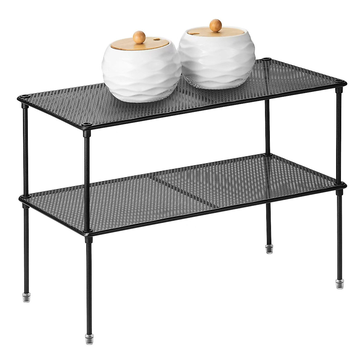 ASTOTSELL 2-Pack Kitchen Cupboard Shelf Organizer for Cabinet, Expandable & Stackable Counter Cupboard Organiser, Storage Rack for Bathroom, Kitchen, Laundry Room