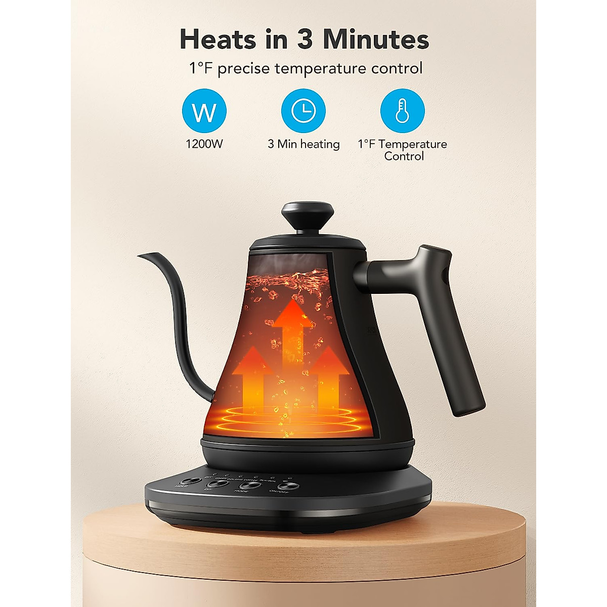 GoveeLife Smart Electric Kettle, 0.8L WiFi Gooseneck Kettle Compatible with Alexa, 5 Modes for Use, 3-minute Fast Heating and 2H Keep Warm, Auto-Shut off for Safety, Stainless Steel, Matte Black…