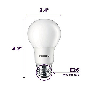 Philips LED Basic Frosted Non-Dimmable A19 Light Bulb - EyeComfort Technology - 800 Lumen - Soft White (2700K) – 8.5W=60W - E26 Base - Old Version - Indoor - 8-Pack
