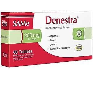 Denestra Same for Dogs & Cats - Supports Liver, Joints & Cognitive Function - Detoxication Cleansing Liver - Antioxidants - Veterinarian Formulated - 200Mg - 60 Tablets