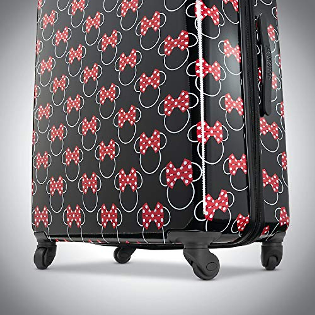 American Tourister Disney Hardside Luggage with Spinner Wheels, Black,White,Red/Minnie Mouse Head Bow, Carry-On 21-Inch