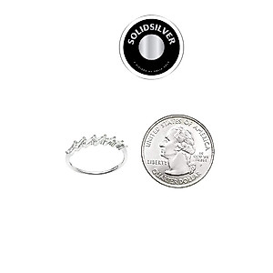 SOLIDSILVER- Sterling Silver Emerald Cut Crystal Clear CZ Zig Zag Ring | Sizes 9