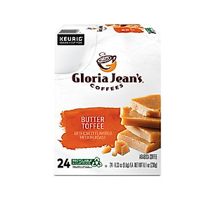 Gloria Jean's Coffees Butter Toffee, Single-Serve Keurig K-Cup Pods, Flavored Medium Roast Coffee, 96 Count, 24 Count (Pack of 4)