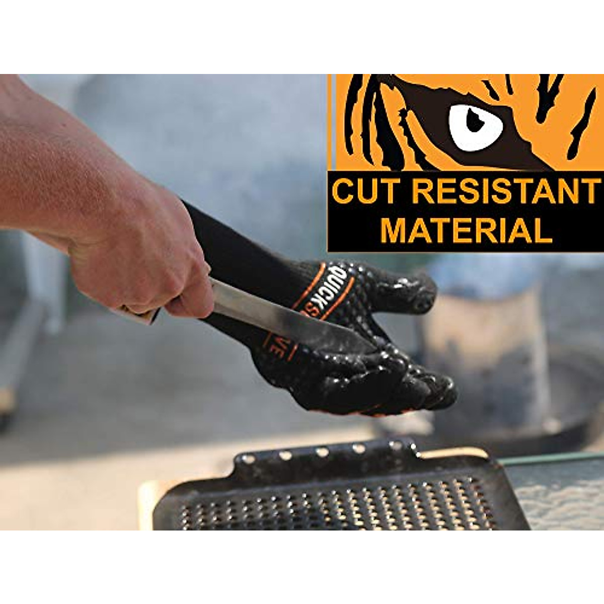 QUICKSURVIVE - Extreme Heat Resistant Glove up to 932F for BBQ, Grilling, Baking Fire Pit and Fire Place Fire Safety Glove ( 2 Gloves Total)