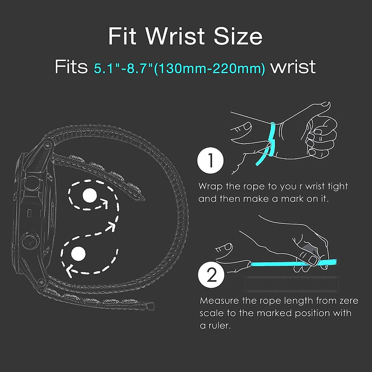 Abanen Hook and Loop Quick Dry Watch Band for Fenix 7X / Fenix 6X / Fenix 5X, 26mm Woven Nylon Ultralight Sport Wristband Strap for Garmin Fenix 6X Pro/Sapphire,Fenix 5X Plus,Enduro (Dark Blue)