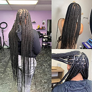 Braiding Hair Pre Stretched Braiding Hair Extensions 30 Inch 8 Packs Long Prestretched Crochet Braids Hair Hot Water Setting Premium Yaki Texture(1B#)