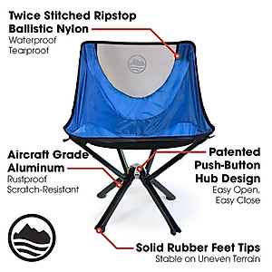 CLIQ Portable Chair Camping Chairs - A Small Collapsible Portable Chair That Goes Every Where Outdoors. Compact Folding Chair for Adults That Sets Up in 5 Seconds | Camping Chair Supports 300 Lbs