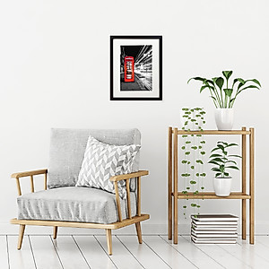 Americanflat 11x14 Black Picture Frame - Displays 8x10 With Mat or 11x14 Without Mat - Composite Wood with Shatter Resistant Glass - Horizontal and Vertical Formats for Wall