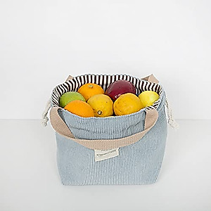 CHERSE Corduroy Lunch Bag for Women Lunch Box Aesthetic Lunch Bag Drawstring Cute Hand Bag Pastel Supplies (Drawstring Green)