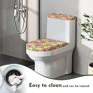 Tomeusey Toilet Lid Cover Set of 2 Pack,Christmas Pattern Durable Toilet Lid Seat Cover with Elastic Edges,for Home Toilet Tank Lid Protector,Easy to Install