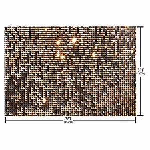 AIBIIN 7x5ft Black Gold Glitter Backdrop for Photography Golden Sequins Bokeh Birthday Party Photo Shoot Background Prom Graduation Wedding Bridal Shower Bachelorette Party Decorations Banner Props