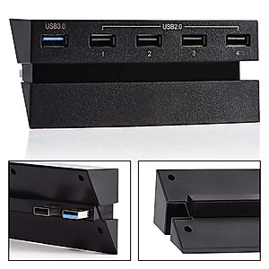 125 5 Port USB Hub for PS4, USB 3.0 2.0 High Speed Expansion Hub Charger Controller Splitter Expander Specially Designed for PS4 Game Console