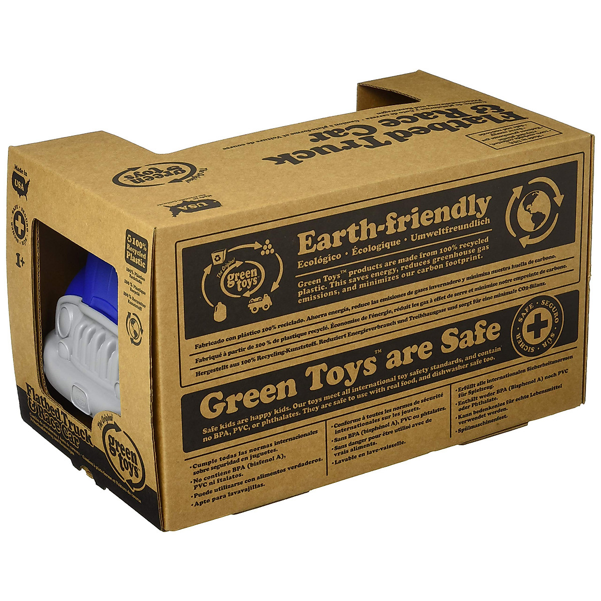 Green Toys Flatbed & Race Car, CB - Pretend Play, Motor Skills, Kids Toy Vehicles. No BPA, phthalates, PVC. Dishwasher Safe, Recycled Plastic, Made in USA.