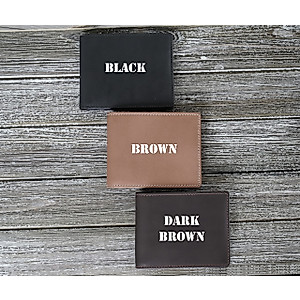 Custom Wallets For Men, Personalized Gifts For Men, Personalized Wallet For Men, Customized Engraved Full Grain Leather with RFID Blocking, Custom Gifts, Customized Wallets For Fathers Day (Black)
