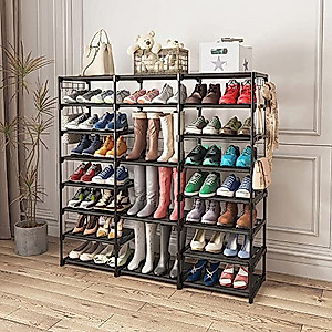 VIZUN 8 Tier Large Shoe Rack Organizer, 45-50 Pair Shoes Boots Storage, Metal Shoe Shelf Closet, Sturdy Heavy Duty Shoe Tower for Entryway Garage Living Room