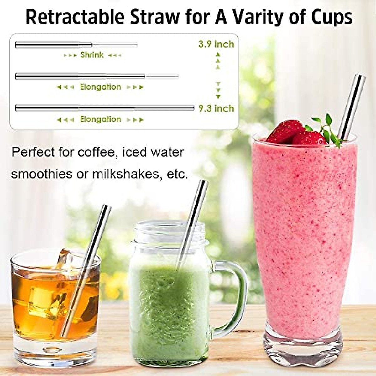 Buleila TELESCOPIC STRAW (BLUE CASE COLORFUL STRAW,PINK CASE SILVER STRAW,GOLD CASE ROSE GOLD STRAW,GREY CASE SILVER SREAW, 4)