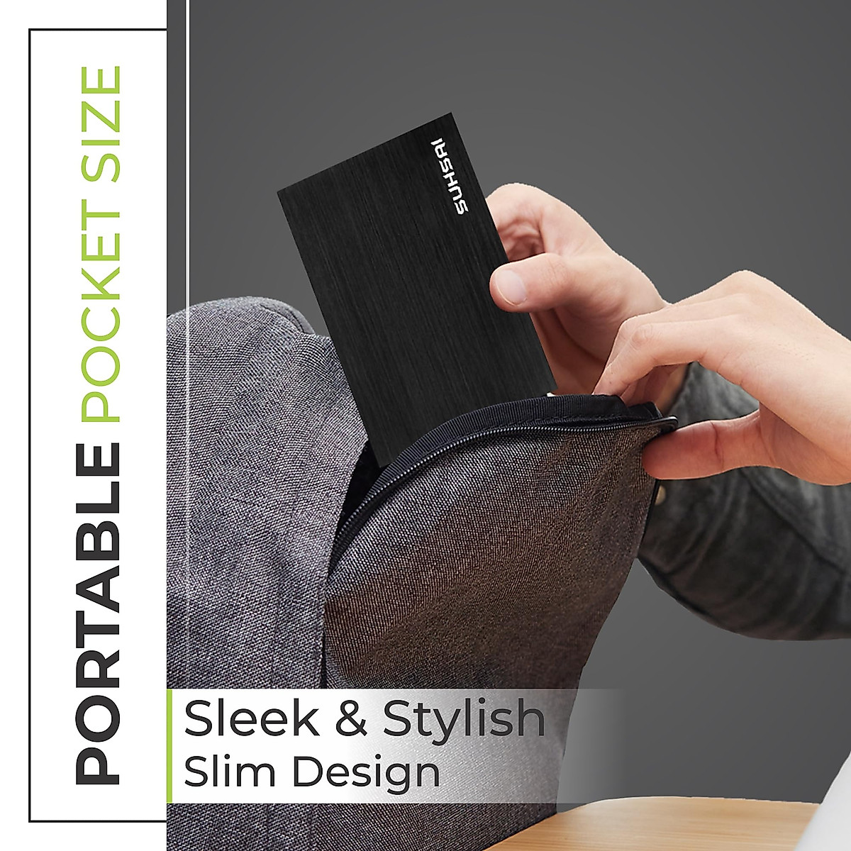 SUHSAI External Portable Hard Drive 250GB USB 2.0 HDD Storage and Backup Hard Disk Memory Expansion – Ultra Slim 2.5” Harddrive Compatible with PC, MAC, Laptop, Desktop Computer (Black)