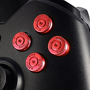 eXtremeRate Red Metal Alumium Alloy Thumbsticks Bullet ABXY Mod Buttons Replacement Parts for Xbox One Xbox One S X Controller