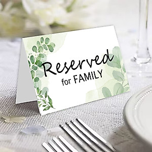 Reserved Signs for Wedding Reception Greenery Reserved Table Cards Tented Table Place Setting Cards Engagement Party,Rehearsal Dinner,Anniversary Party or Any Events 10 Pack (Color2)