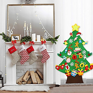 TOBEHIGHER DIY Felt Christmas Tree - 3.6 FT Felt Christmas Tree for Kids with 41 Pieces of Ornament Decor, DIY Xmas Gifts for Kids, Wall Hanging Christmas Tree Decorations