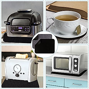 IYSHOUGONG Heat Resistant Mat for Air Fryer,4Pcs Heat Resistant Pad and Black Round Coaster Countertop Protector Mat Kitchen Appliance Non-Slip Mat Kitchen Thickened Felt Oven Mat