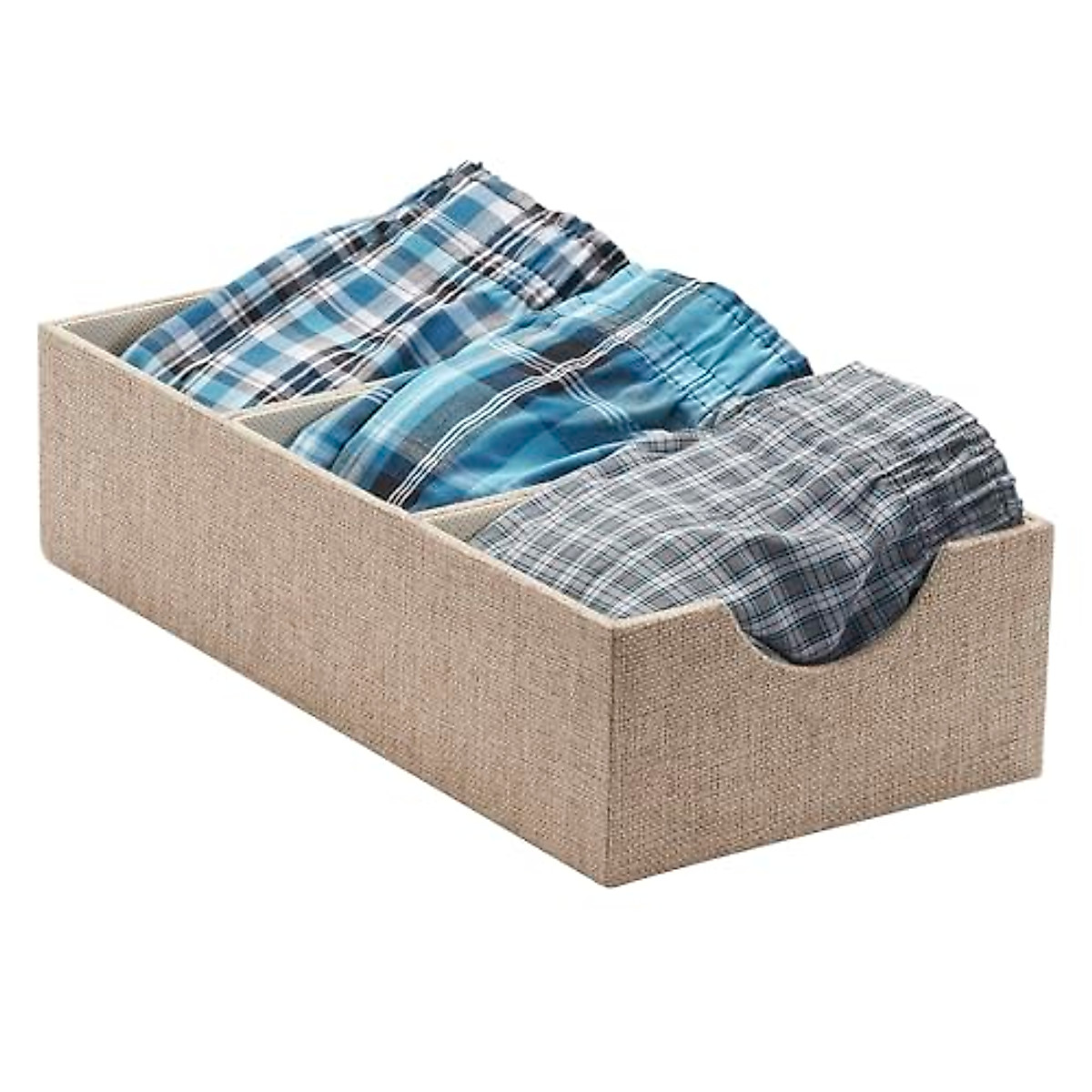 Household Essentials Brown 722-1 Deep 3 Section Drawer Organizer Box for Storage | 12 in x 6.13 in x 3.13